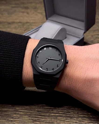 Matte Black Analog Wristwatch with Eastern Arabic Dial – Jk Mart